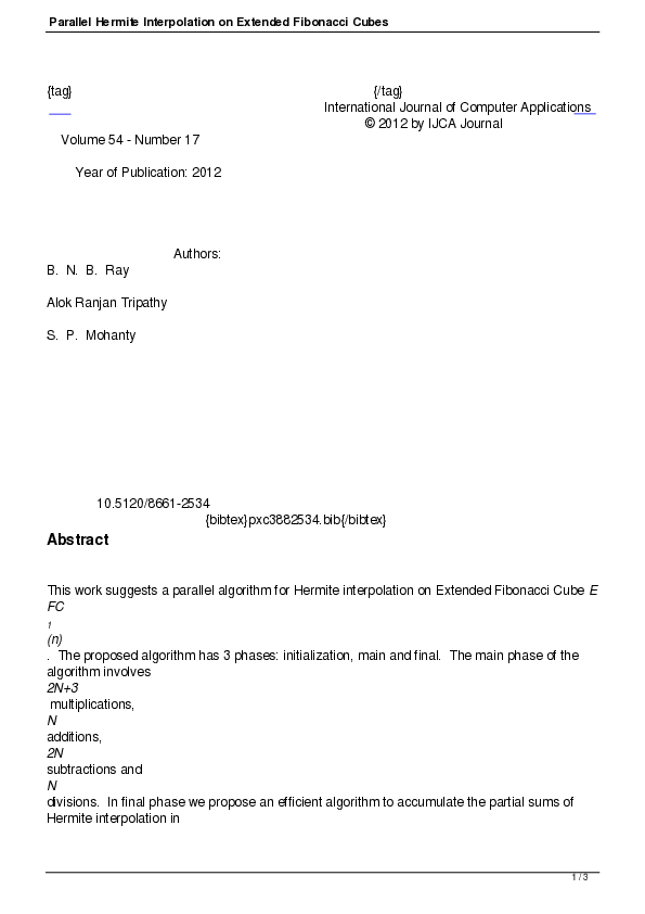 Pdf Parallel Hermite Interpolation On Extended Fibonacci Cubes Shakti Mohanty