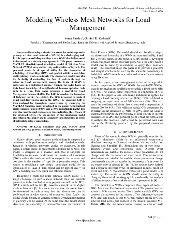 Pdf Modeling Wireless Mesh Networks For Load Management