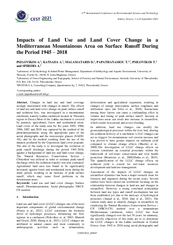 (PDF) Impacts of Land Use and Land Cover Change in a Mediterranean ...