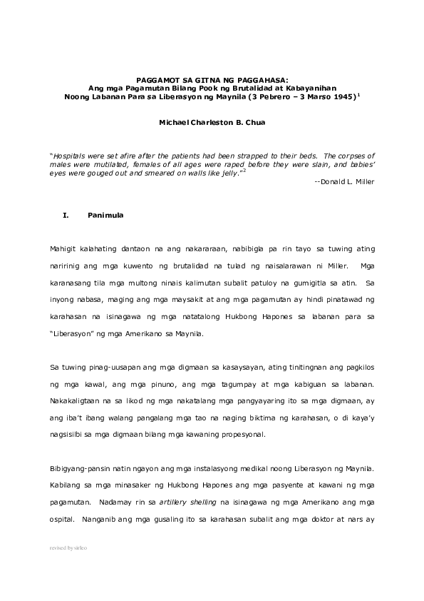 (PDF) Paggamot sa Gitna ng Paggahasa: Ang mga Pagamutan Bilang Pook ng ...