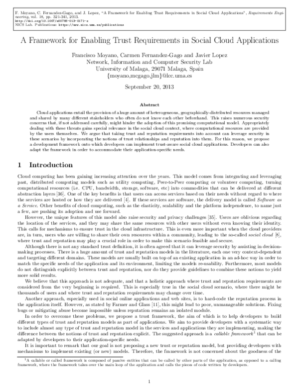 (PDF) A framework for enabling trust requirements in social cloud ... (PDF) A framework for enabling trust requirements in social cloud ...