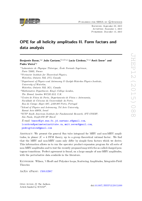(PDF) OPE of MHV and non-MHV Amplitudes in SYM