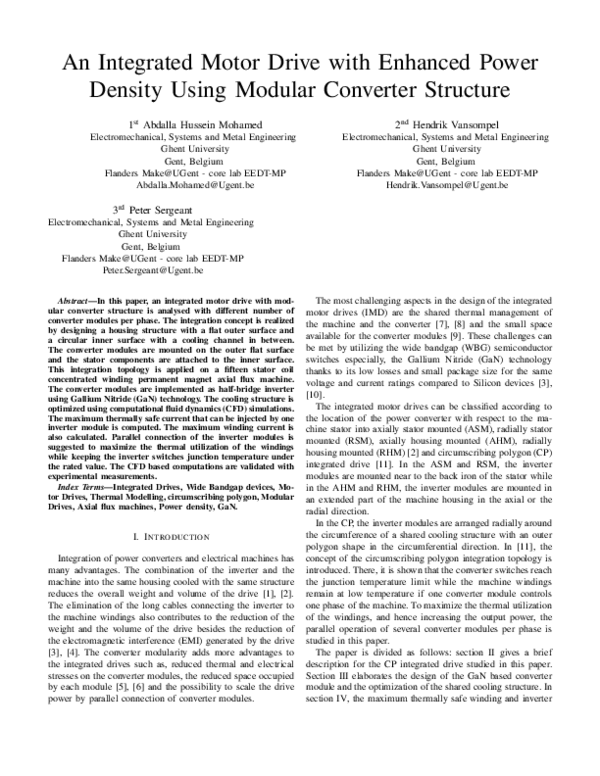 (PDF) An Integrated Motor Drive with Enhanced Power Density Using ...
