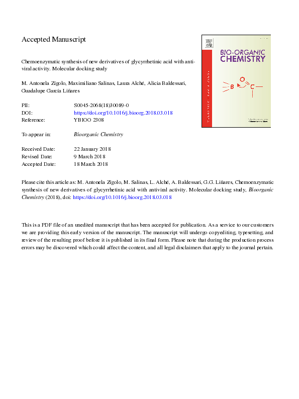 Chemoenzymatic synthesis of new derivatives of glycyrrhetinic acid with ... Chemoenzymatic synthesis of new derivatives of glycyrrhetinic acid with ...
