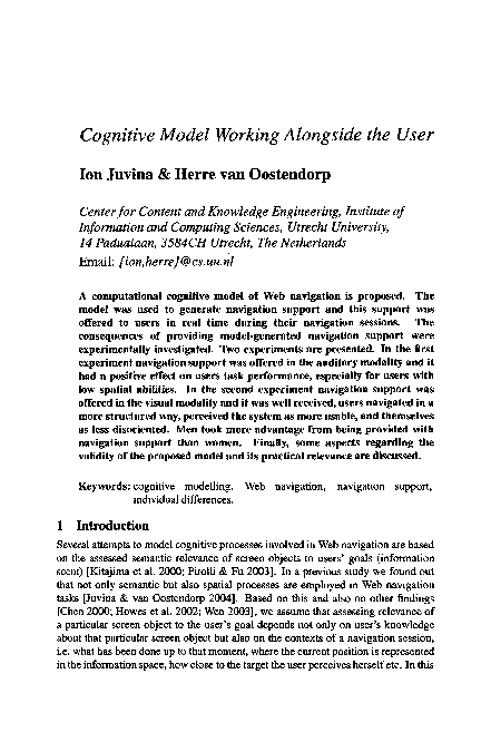 (PDF) Cognitive Model Working Alongside the User