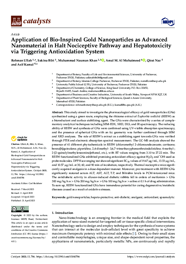 (PDF) Application of Bio-Inspired Gold Nanoparticles as Advanced Nanomaterial in Halt ...
