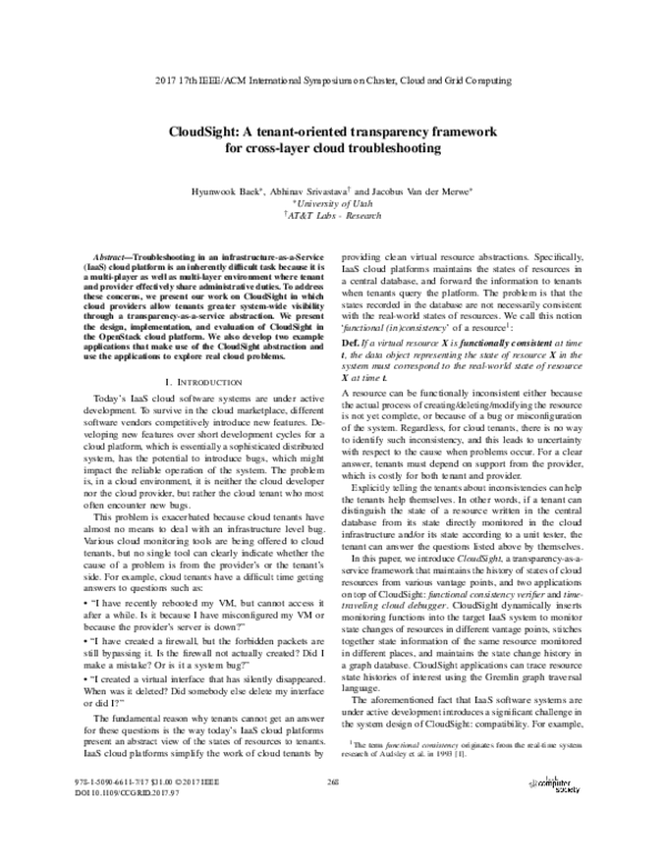 (PDF) CloudSight: A Tenant-Oriented Transparency Framework for Cross ...