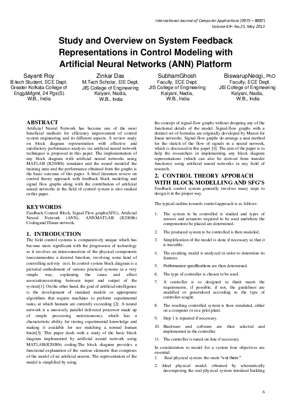 (PDF) Study and Overview on System Feedback Representations in Control Modeling with Artificial ...
