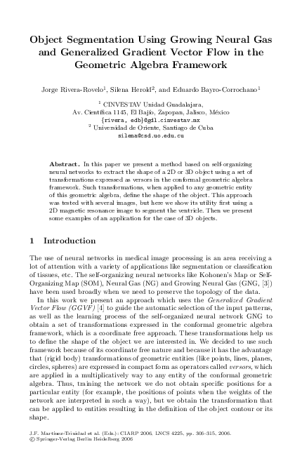 Pdf Object Segmentation Using Growing Neural Gas And Generalized Gradient Vector Flow In The
