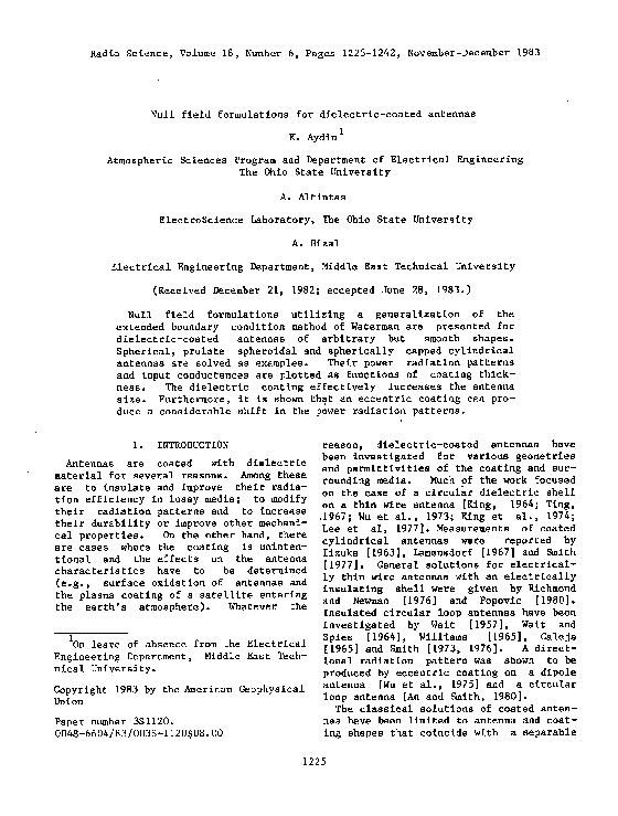 (PDF) Null field formulations for dielectric-coated antennas