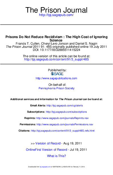 (PDF) Prisons Do Not Reduce Recidivism