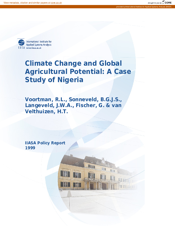(PDF) Climate Change and Global Agricultural Potential: A Case Study of ...