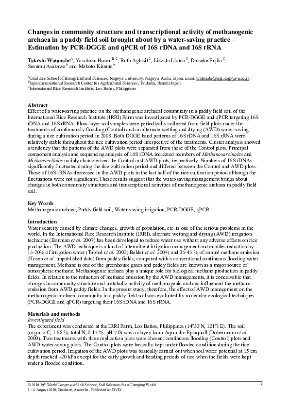 (PDF) Changes in community structure and transcriptional activity of methanogenic archaea in a ...