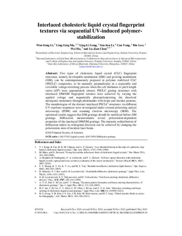 (PDF) Interlaced cholesteric liquid crystal fingerprint textures via ...