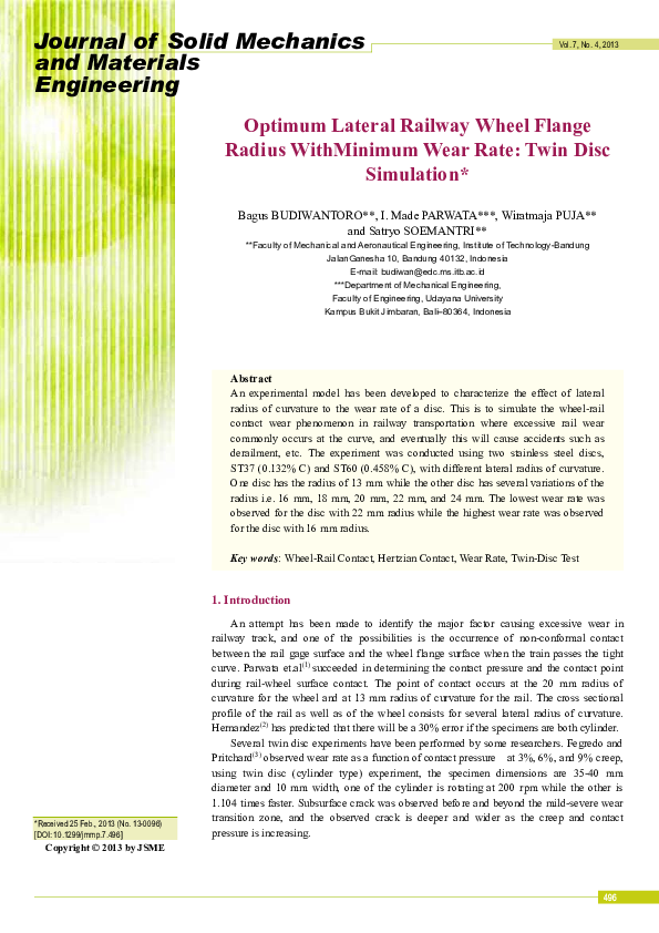 (PDF) Optimal Wheel Flange Radius for Reduced Wear