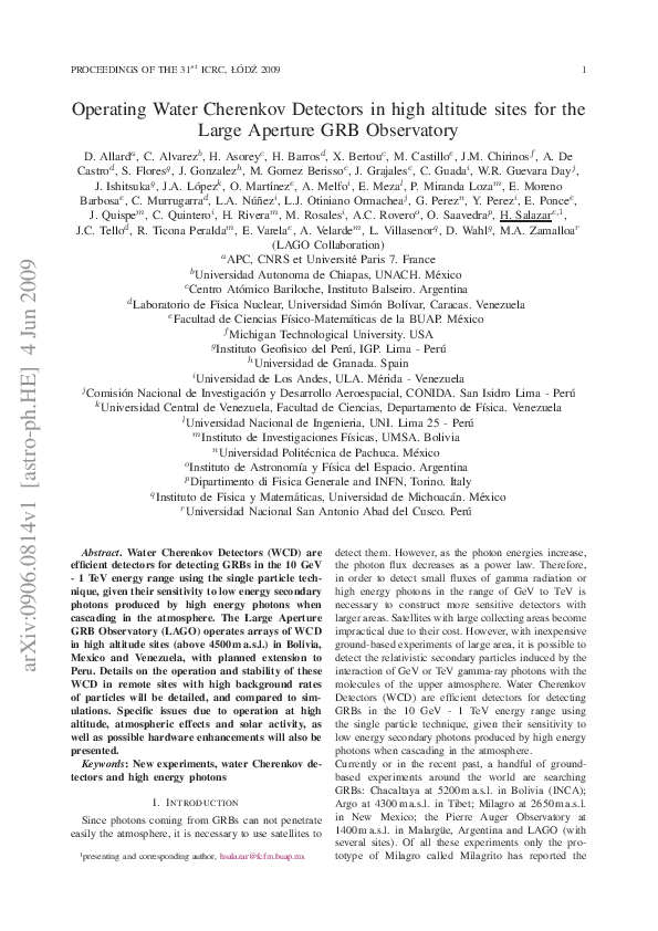 (PDF) Operating water cherenkov detectors in high altitude sites for ...
