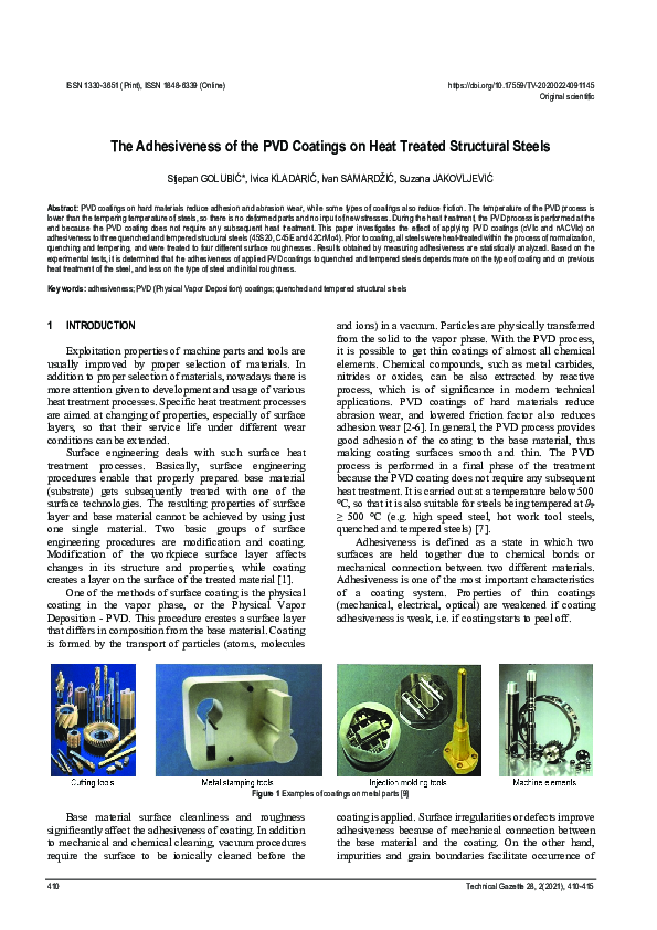 (PDF) The Adhesiveness of the PVD Coatings on Heat Treated Structural ...