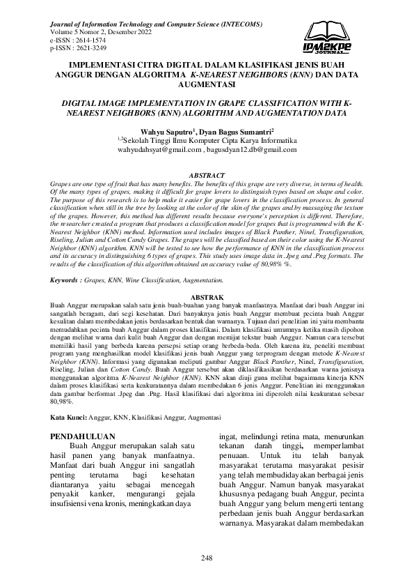 (PDF) Implementasi Citra Digital Dalam Klasifikasi Jenis Buah Anggur ...