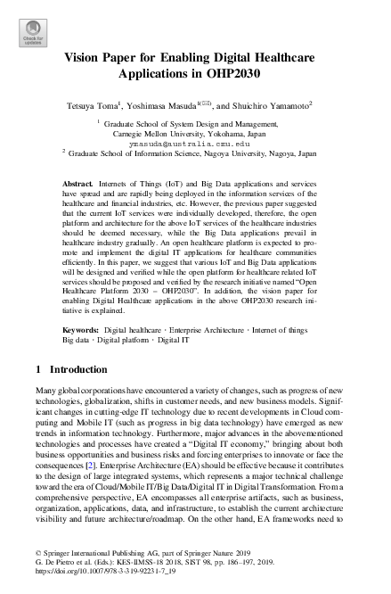 (PDF) Vision Paper for Enabling Digital Healthcare Applications in OHP2030