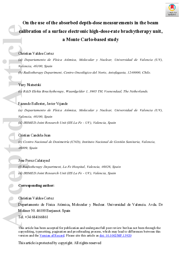 (PDF) On the use of the absorbed depth‐dose measurements in the beam ...