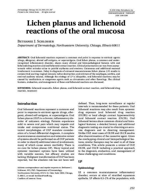 (PDF) Lichen planus and lichenoid reactions of the oral mucosa