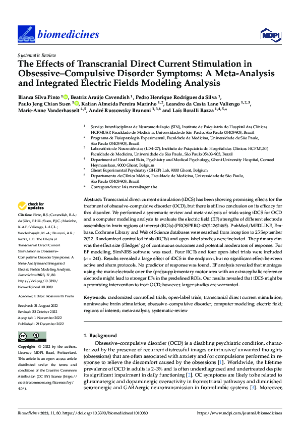 (PDF) The Effects of Transcranial Direct Current Stimulation in Obsessive–Compulsive Disorder ...