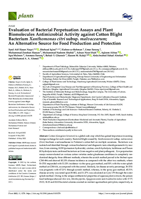 (PDF) Evaluation of Bacterial Perpetuation Assays and Plant ...
