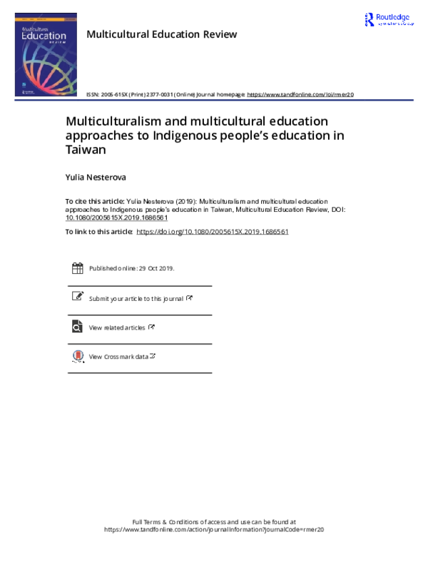 (PDF) Multiculturalism and Multicultural Education in an International Perspective