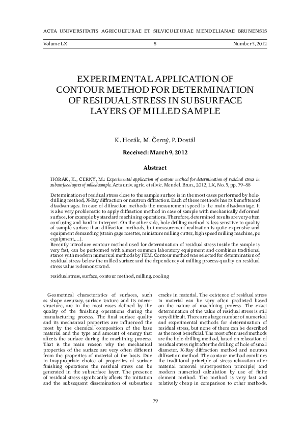 (PDF) Experimental application of contour method for determination of ...