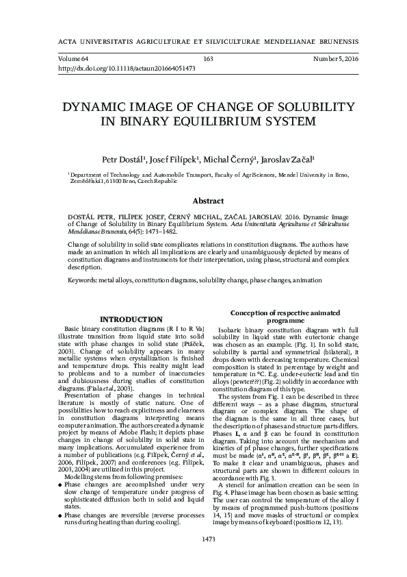 (PDF) Dynamic Image of Change of Solubility in Binary Equilibrium System