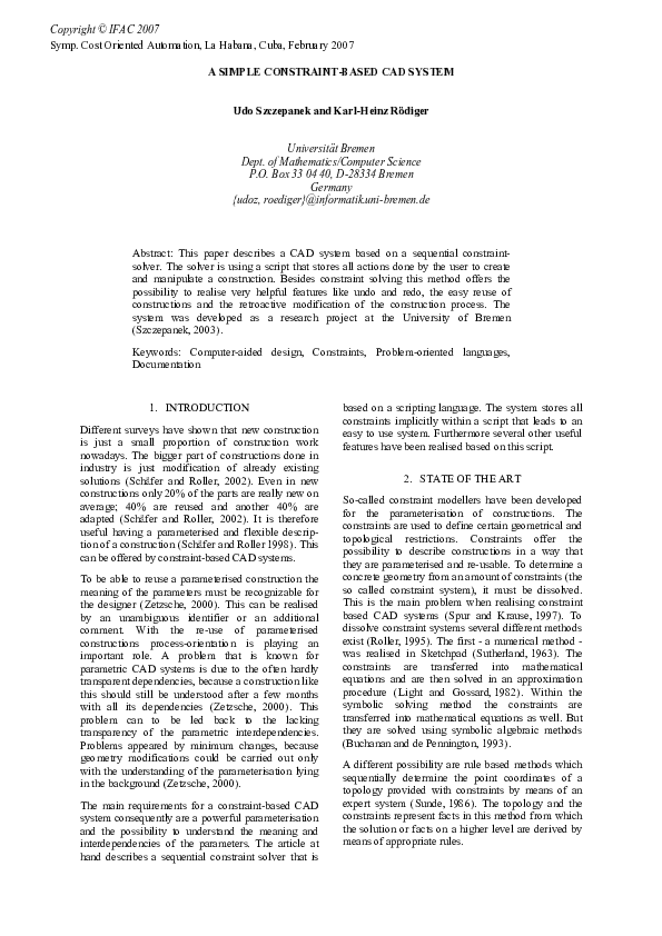 (PDF) A simple constraint-based CAD system | Karl-Heinz Rödiger - Academia.edu