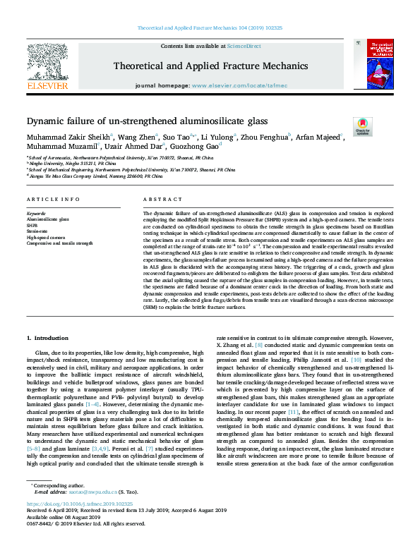 (PDF) Dynamic failure of un-strengthened aluminosilicate glass