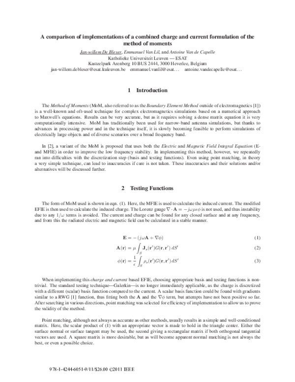 (PDF) A comparison of implementations of a combined charge and current formulation of the method ...