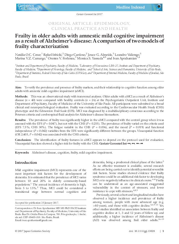 (PDF) Frailty in older adults with amnestic mild cognitive impairment ...