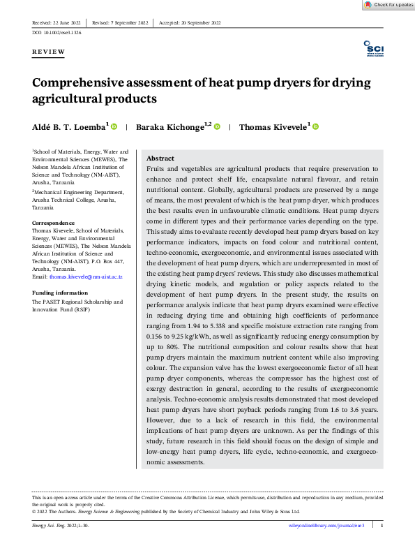 (PDF) Comprehensive assessment of heat pump dryers for drying agricultural products