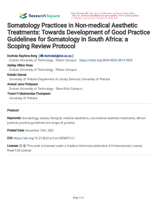 (PDF) Somatology Practices in Non-medical Aesthetic Treatments: Towards ...
