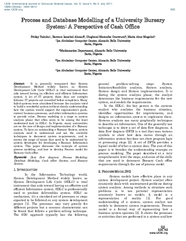 (PDF) Process and Database Modelling of a University Bursary System: A ... (PDF) Process and Database Modelling of a University Bursary System: A ...