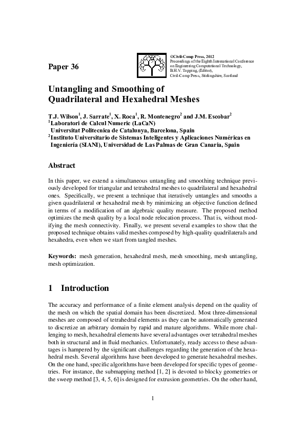 (PDF) Untangling and Smoothing of Quadrilateral and Hexahedral Meshes