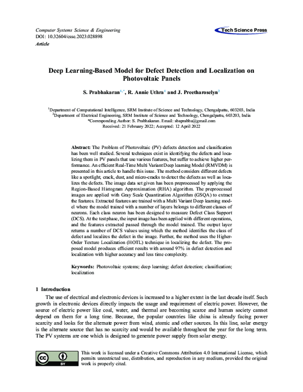 Pdf Deep Learning Based Model For Defect Detection And Localization On Photovoltaic Panels