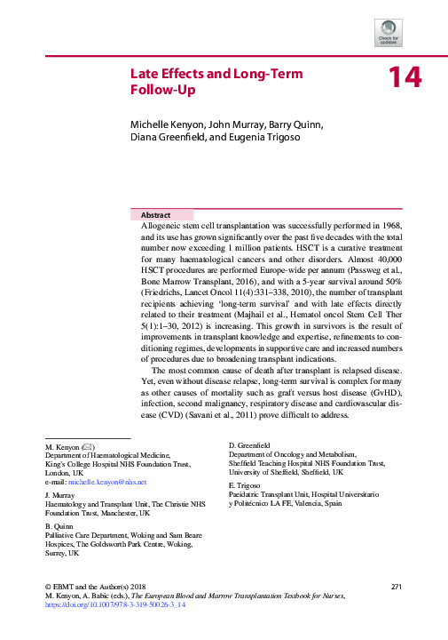 (PDF) Late Effects and Long-Term Follow-Up