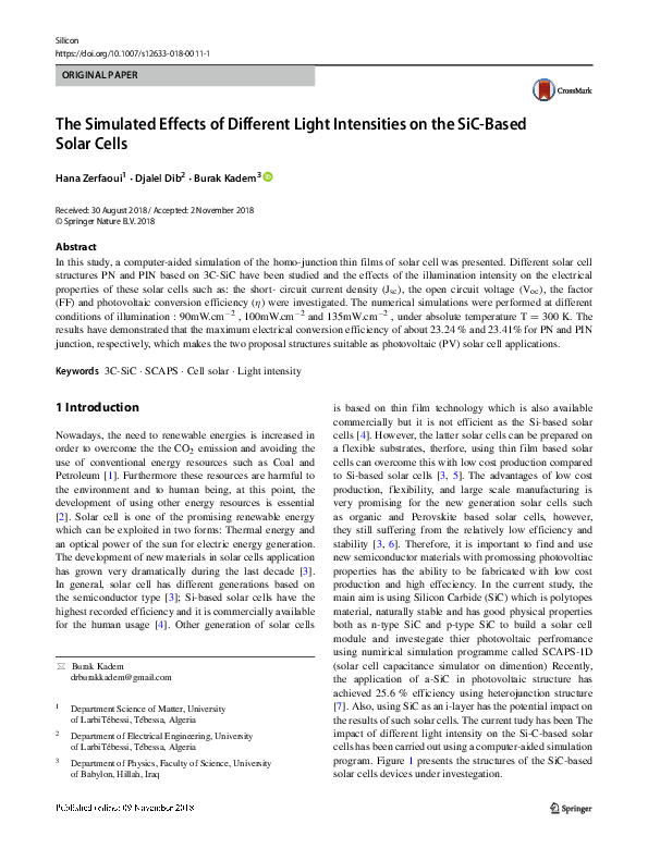 (PDF) The Simulated Effects of Different Light Intensities on the SiC ...