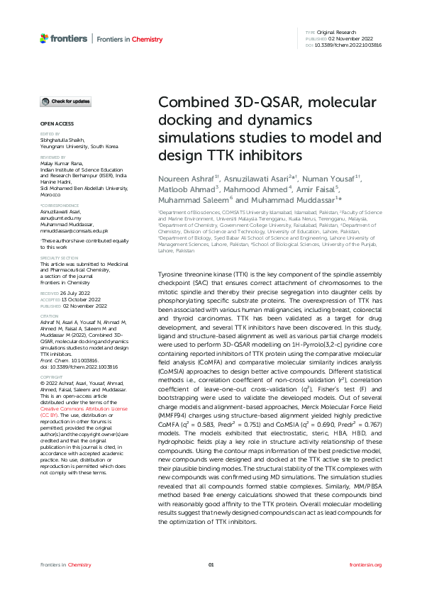 Pdf Combined 3d Qsar Molecular Docking And Dynamics Simulations