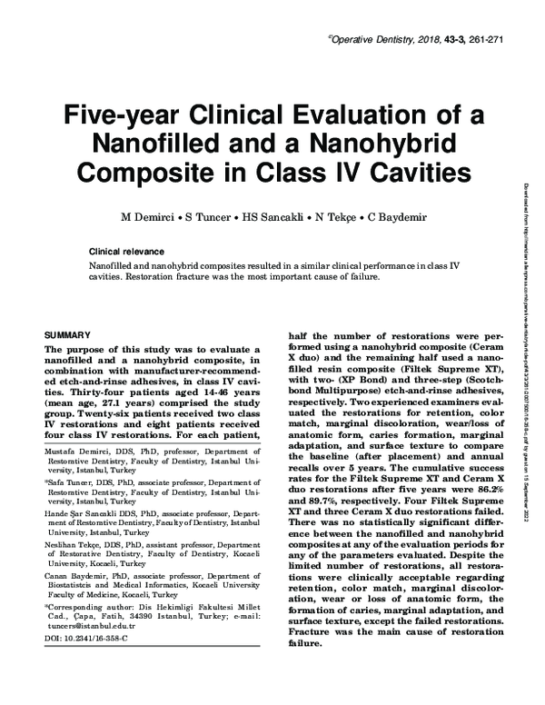 (PDF) Five-year Clinical Evaluation of a Nanofilled and a Nanohybrid ...