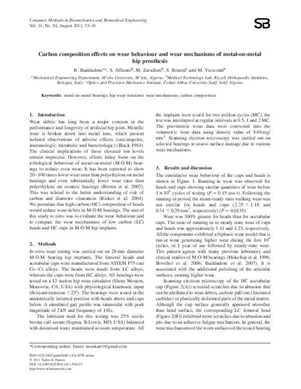 (PDF) Carbon composition effects on wear behaviour and wear mechanisms ...