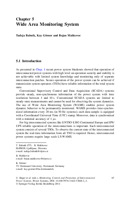 (PDF) Chapter 5 Wide Area Monitoring System