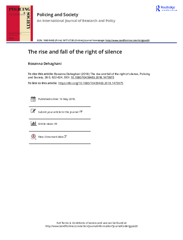 (PDF) The Rise and Fall of the Right of Silence