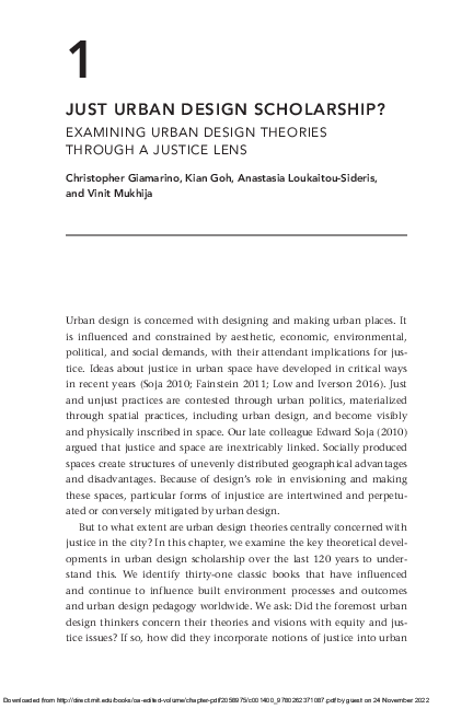 (PDF) Just Urban Design Scholarship?: Examining Urban Design Theories ...