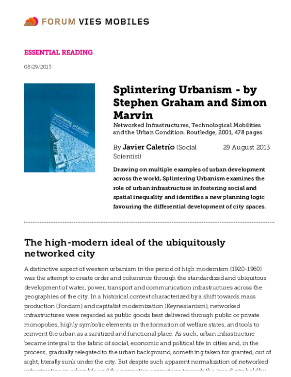 (PDF) Splintering Urbanism-by Stephen Graham and Simon Marvin