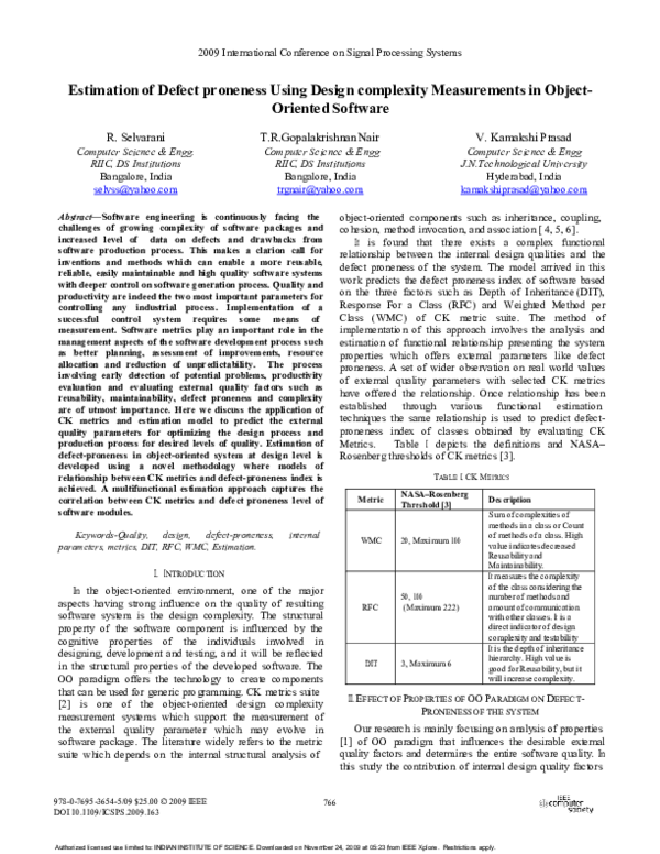 (PDF) 2009 ―Estimation of Defects Proneness Using Design complexity ...