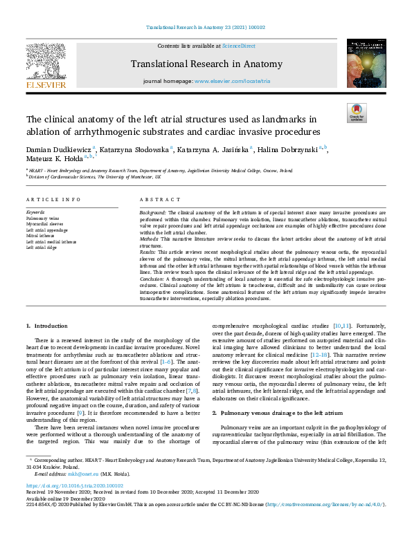 (PDF) The clinical anatomy of the left atrial structures used as ...